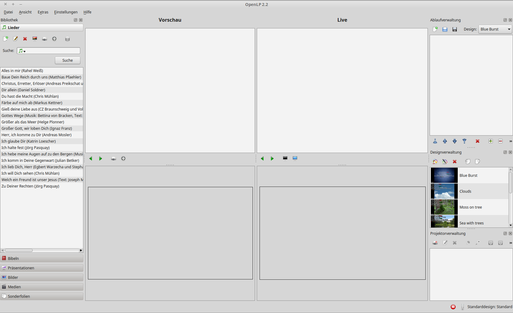 OpenLP Wiki: Vorschau und Live-Ansicht